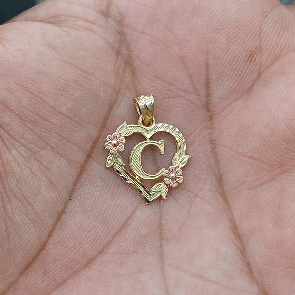 Stamped | Jewelry | Kt Real Gold Heart Latter C Pendant | Poshmark